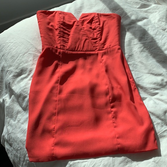Dresses | Strapless Coral Mini Dress | Poshmark